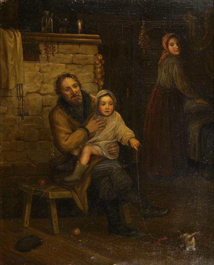 Alexander Antonowich Rizzoni | Interior of a parlor with a peasant ...