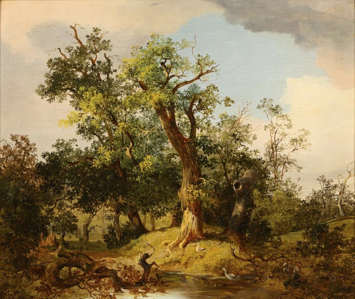 Josef Brunner | Lake Vista Under Cloudy Skies (1875) | MutualArt