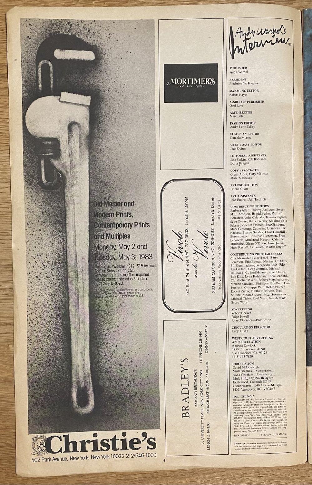 Andy Warhol | Andy Warhol's Interview Magazine Vol XIII No 5 (1983 ...