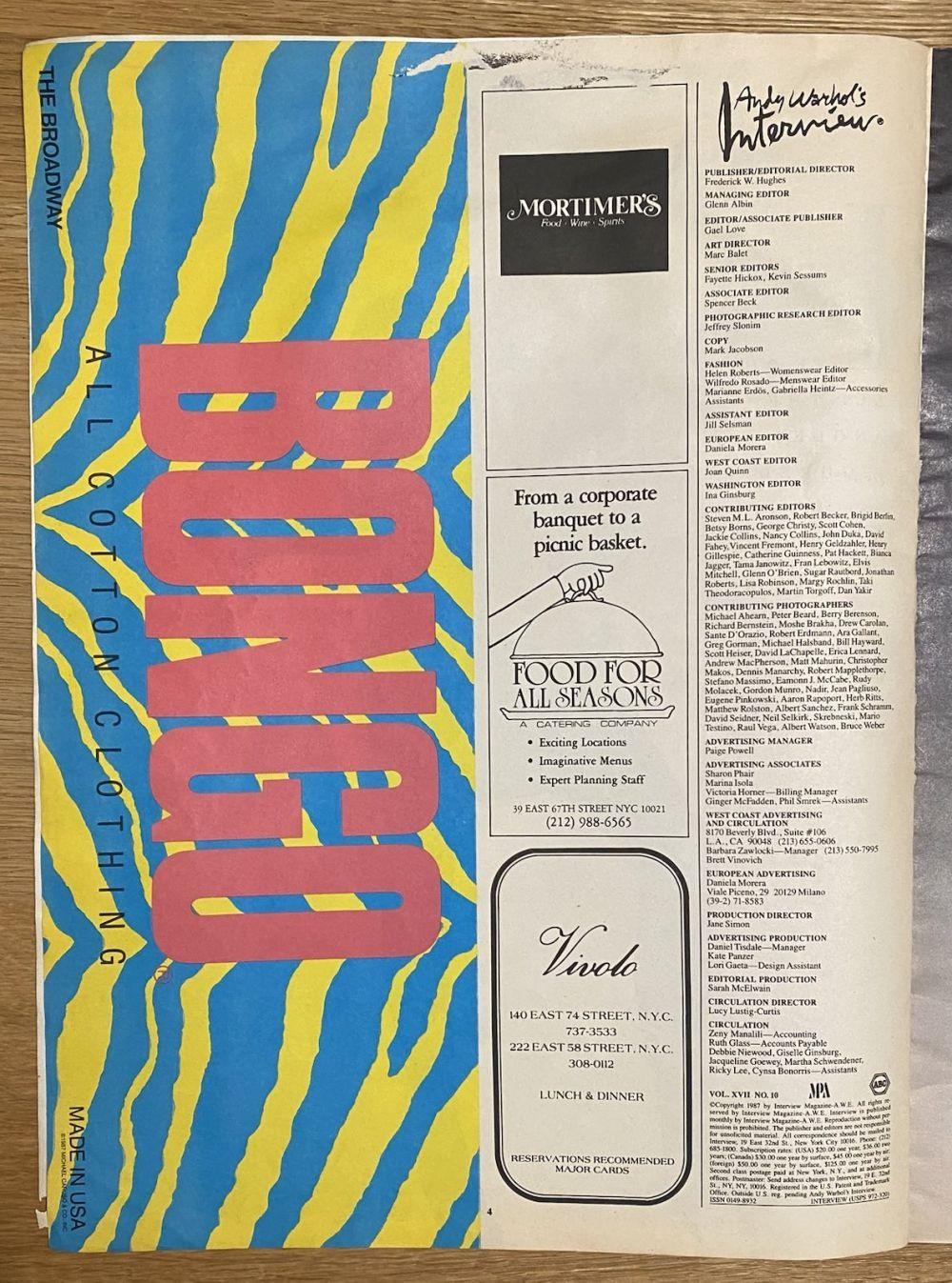 Andy Warhol | Andy Warhol's Interview Magazine Vol XVII No 10 | MutualArt