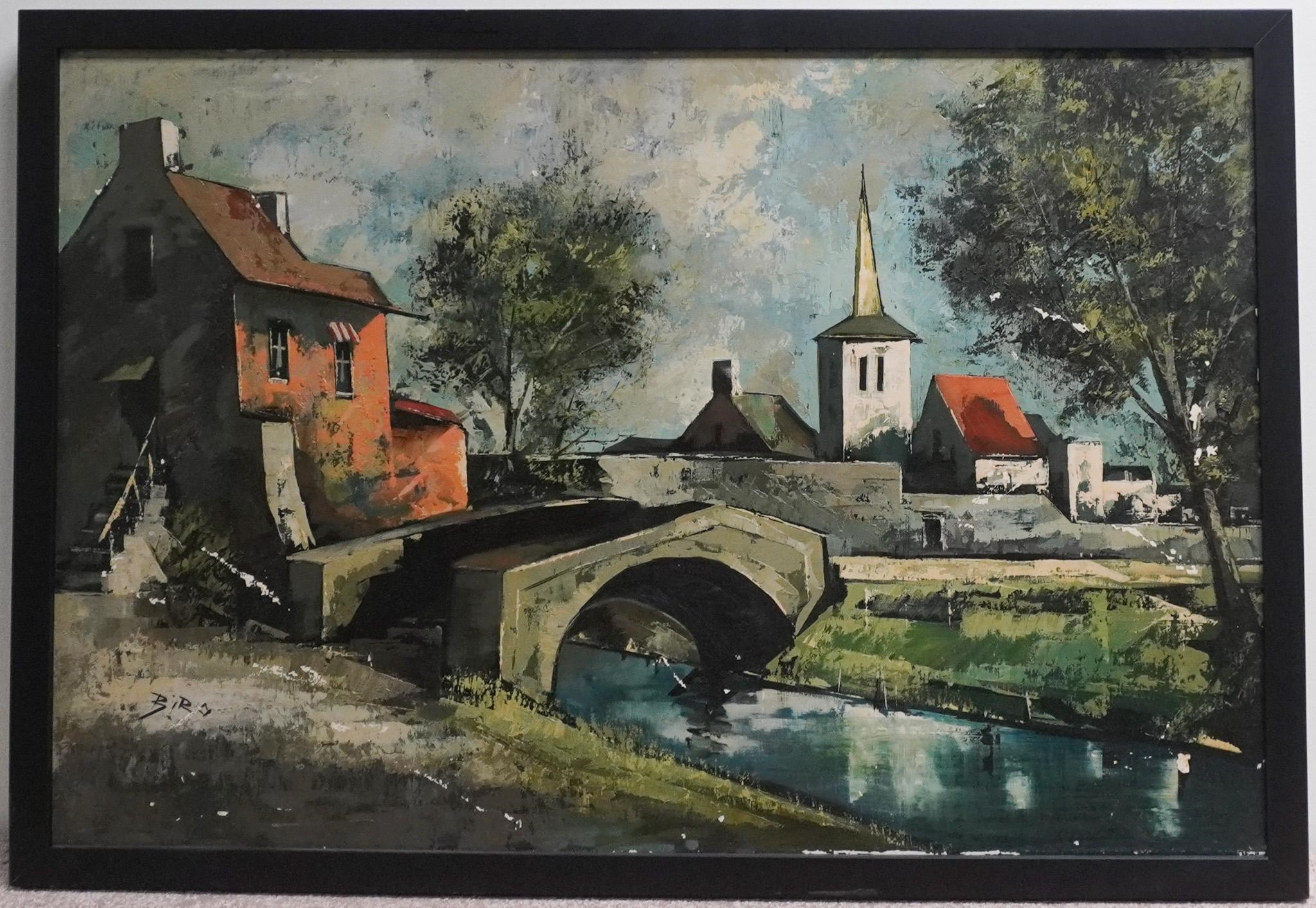 Akos Biro | Untitled Town Landscape with Bridge | MutualArt