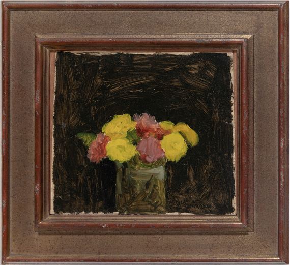 Robert Kulicke | Red and Yellow Flowers in a Glass Vase, Half-Length ...