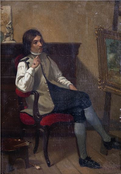 Louis-Pierre Verwée | Painter in his workshop, 1851 | MutualArt