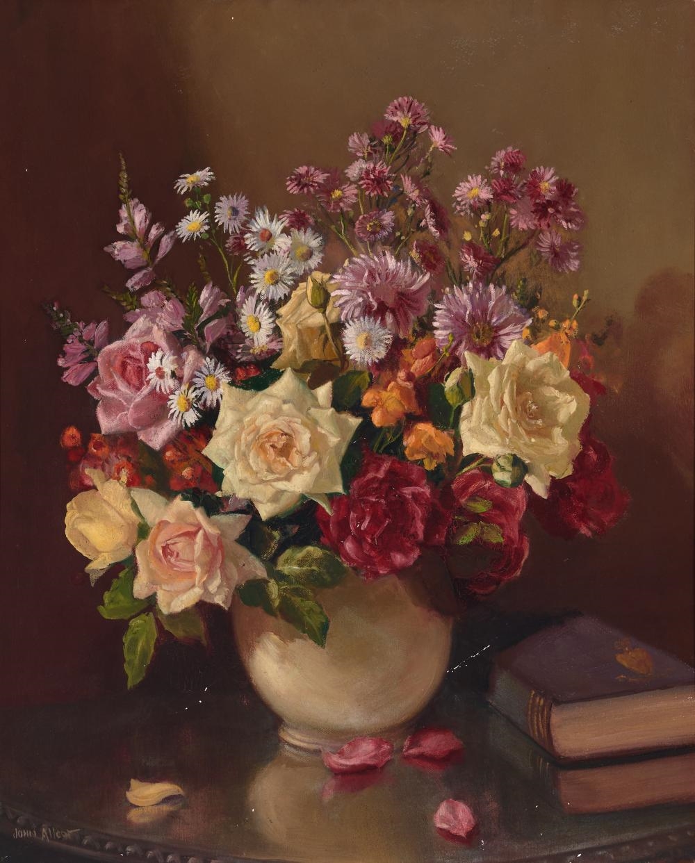 John Charles Allcot | Still Life with Flowers & Book (1888 - 1973 ...