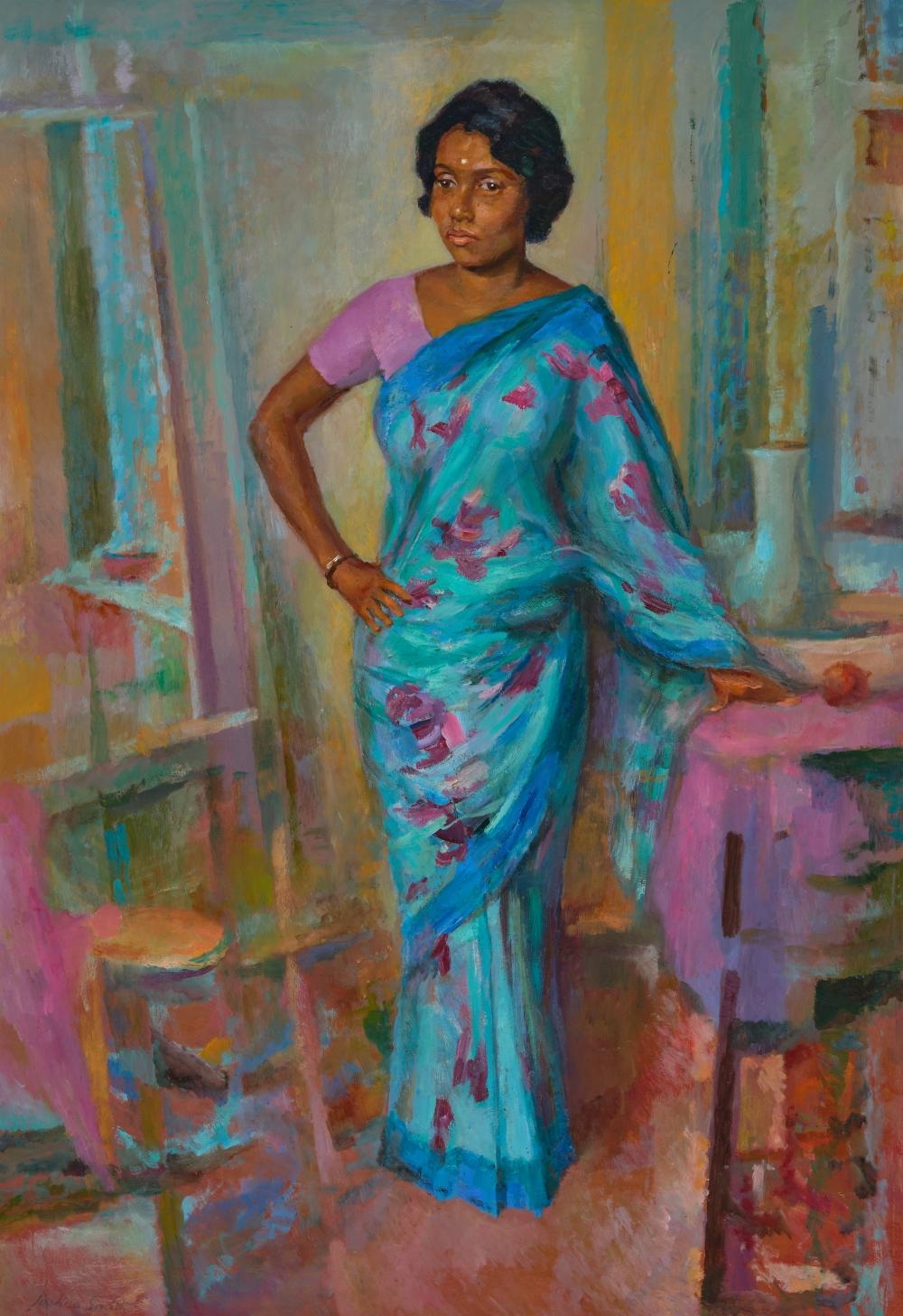 Joshua Smith | JOSHUA SMITH (1905 - 1995), The Blue Sari, oil on board ...