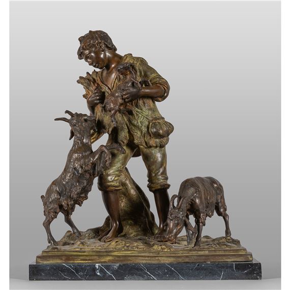 Vincenzo Cinque | Pastorello con le sue caprette | MutualArt