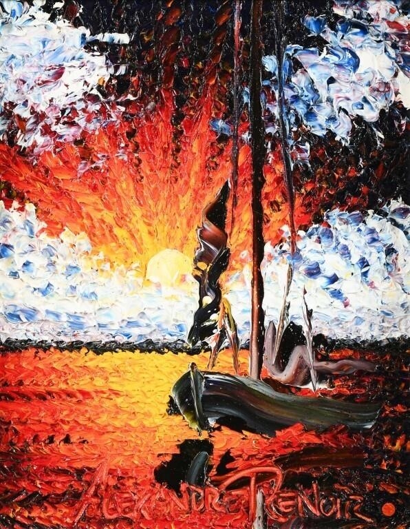 Alexander Renoir | ALEXANDRE RENOIR SUNSET SAIL PAINTING | MutualArt