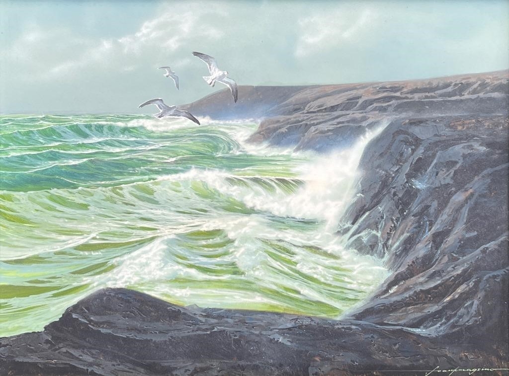 Frank Magsino | FRANK MAGSINO COASTAL PAINTING WITH GULLS | MutualArt