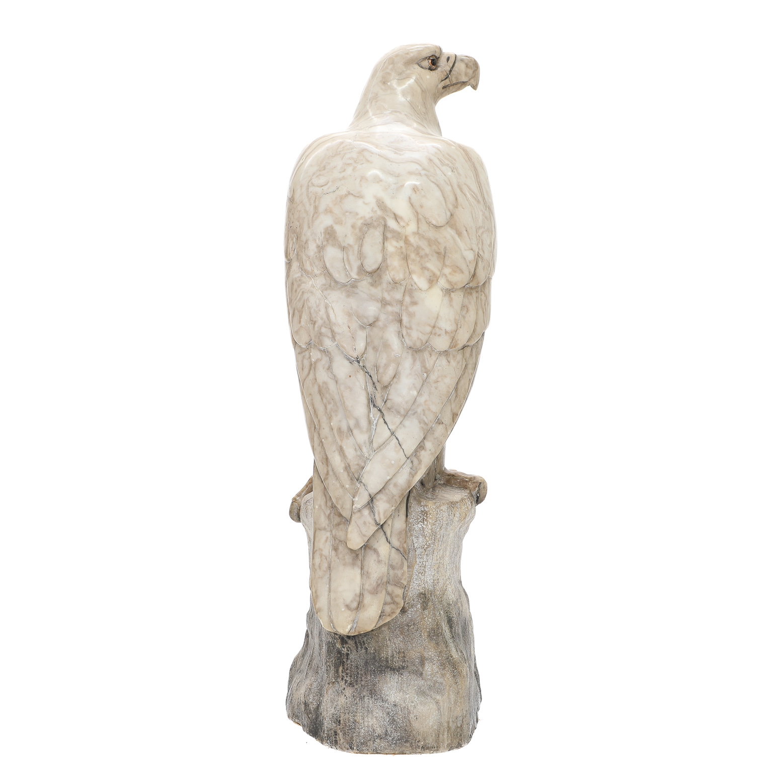 European School | Antique Carved Alabaster Bald Eagle Signed - sec E ...