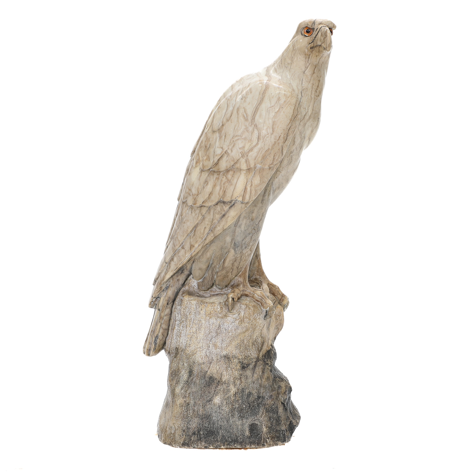 European School | Antique Carved Alabaster Bald Eagle Signed - sec E ...