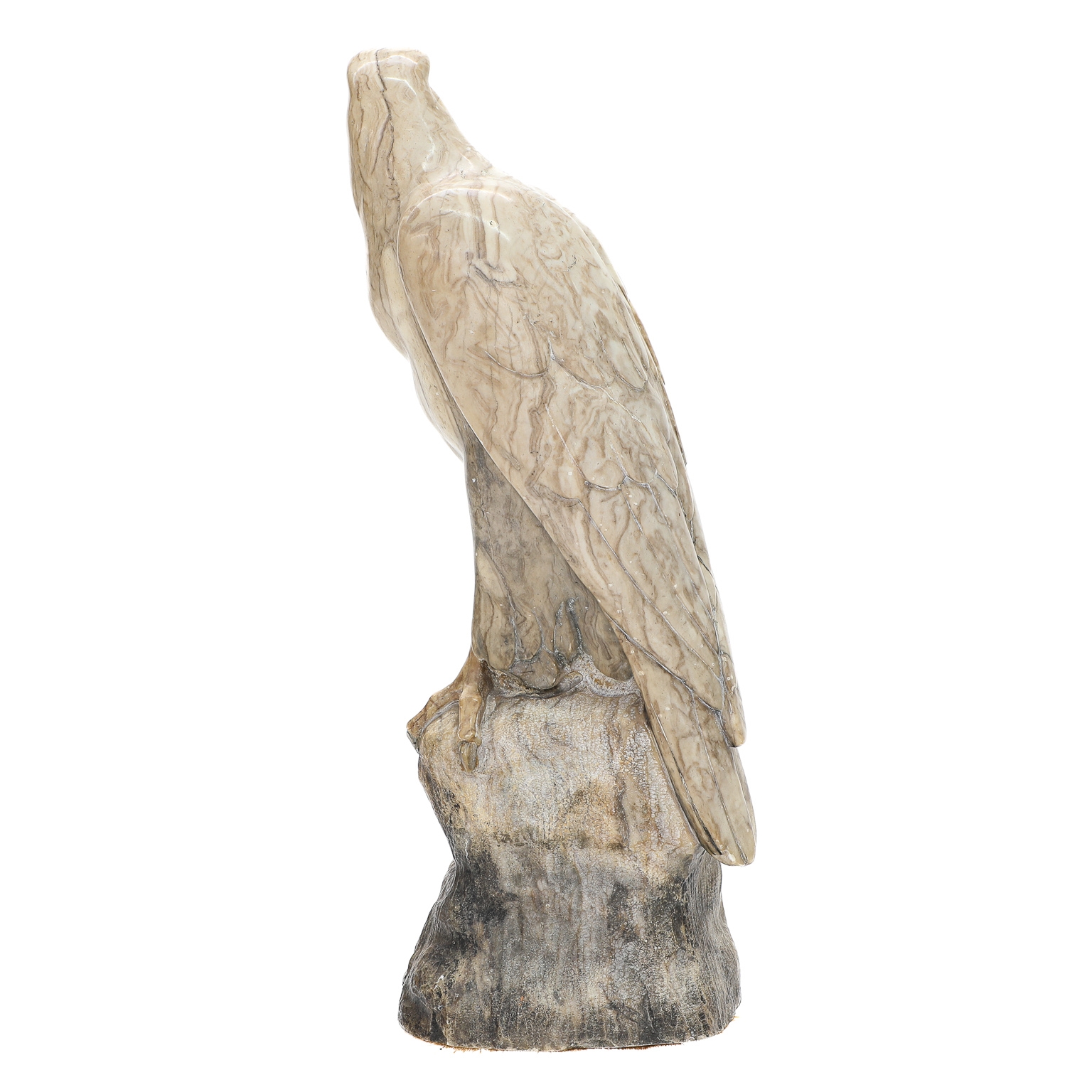 European School | Antique Carved Alabaster Bald Eagle Signed - sec E ...