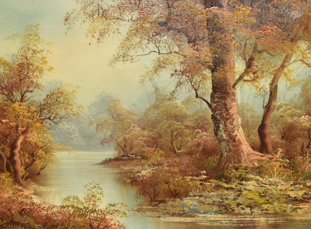 Irene Cafieri | An autumnal woodland landscape with river to the ...
