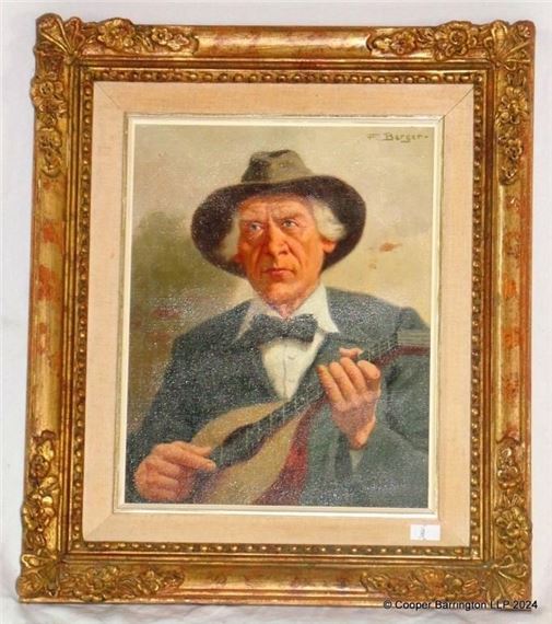 F. Berger | Signed F Berger Mandolin Player Oil Painting | MutualArt