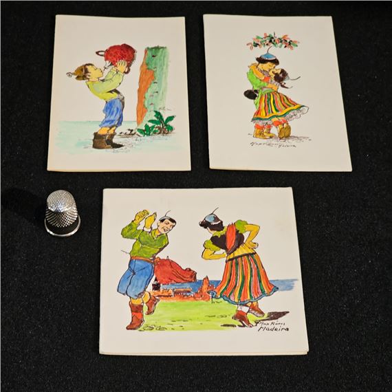 Max Römer | Lote com 3 postais antigos max romer aguarelados | MutualArt
