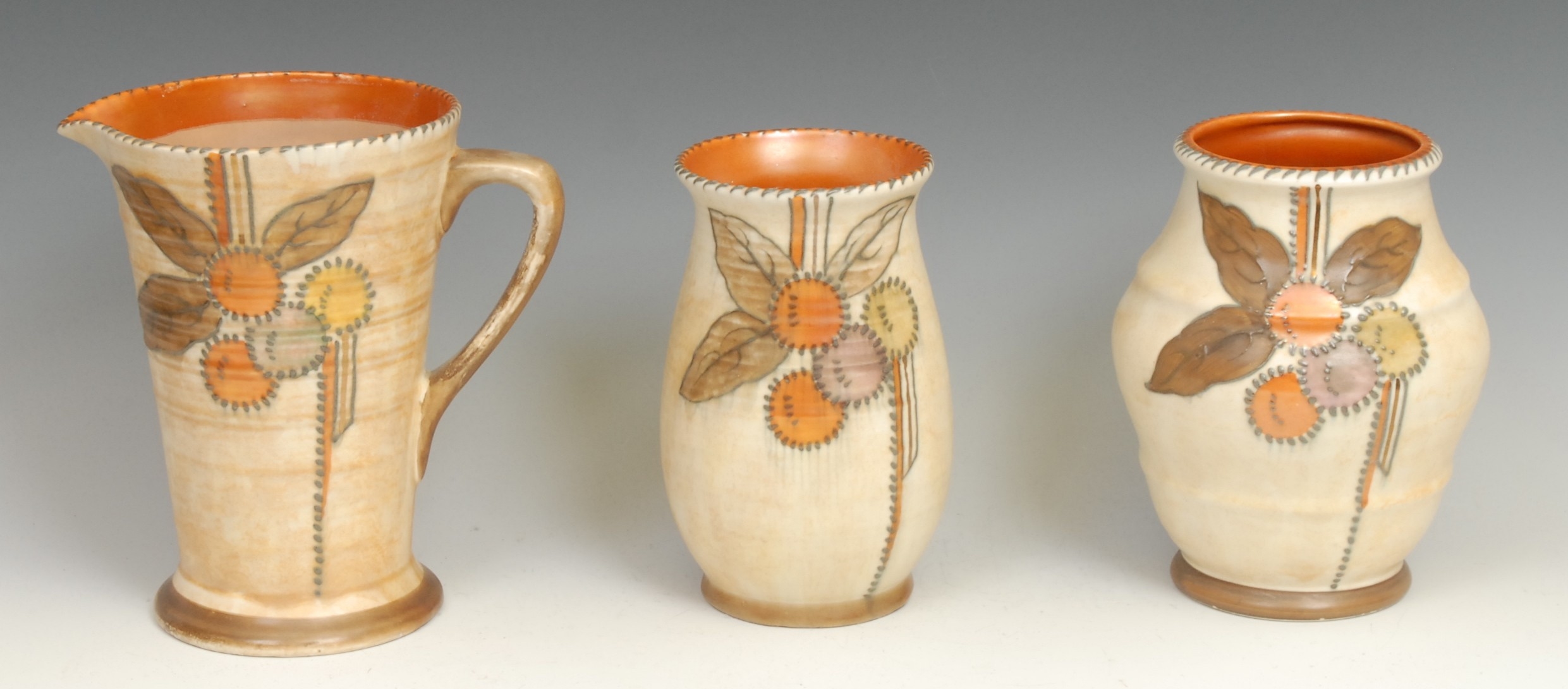 Charlotte Rhead | A Crown Ducal Round Fruits pattern ribbed ovoid vase ...