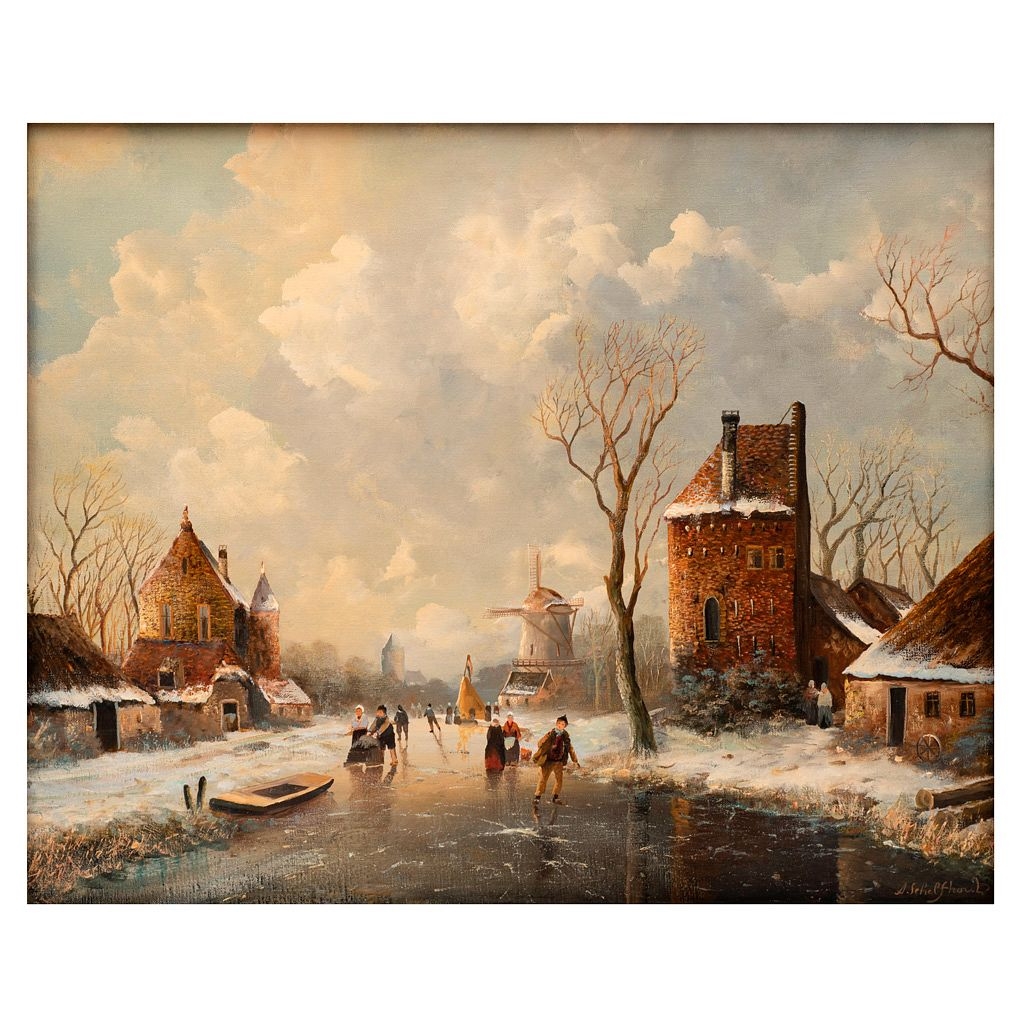 Andreas Schelfhout | Dutch landscape Winter scene | MutualArt