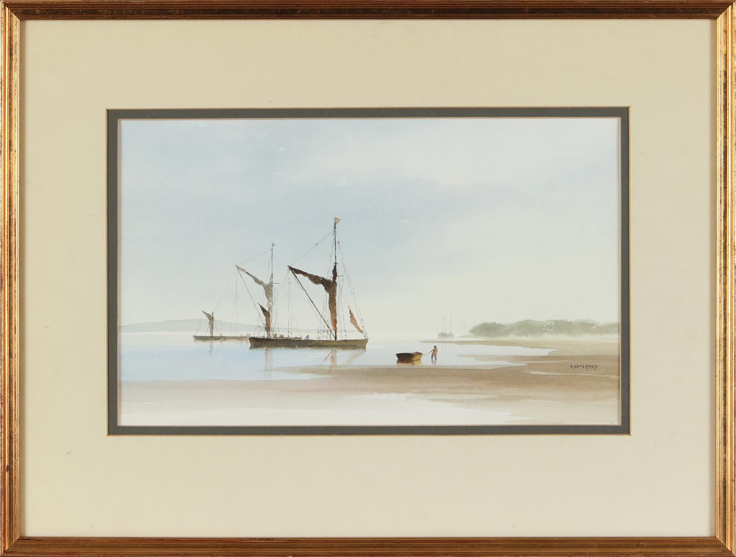 Richard Witchard | BARGES TYING UP IN THE EVENING | MutualArt