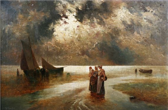 Benjamin Davis | Benjamin Davis – Figures on a Beach at Dusk (1905 ...