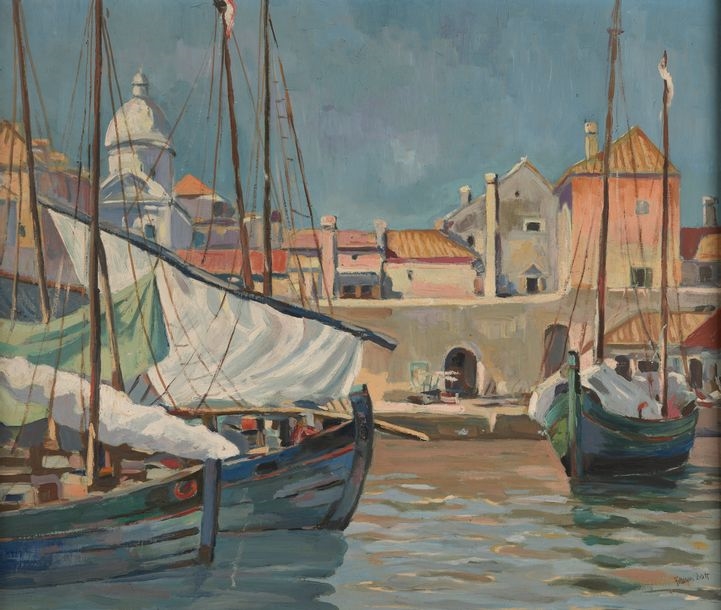 Francis Bott | Voiliers à quai Huile | MutualArt