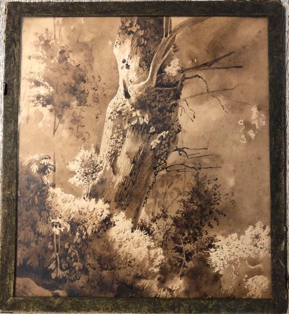 Henri Rolland | Henry ROLLAND The oak tree; ruin by the lake. Two ...