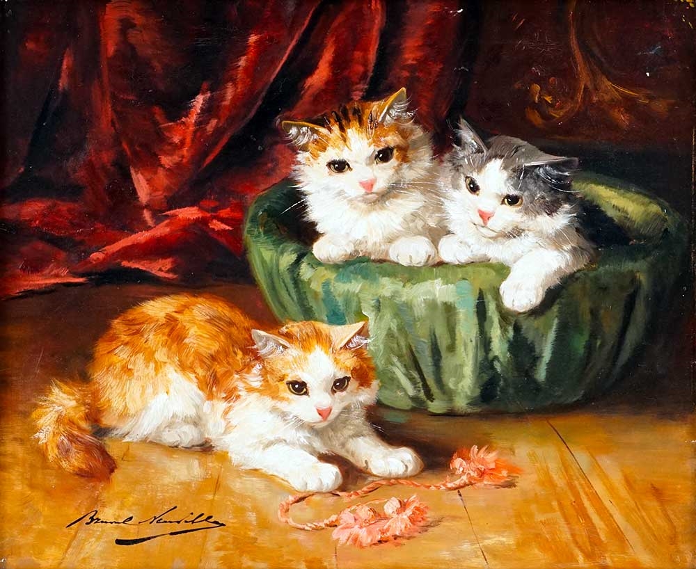 Alfred Brunel de Neuville | Untitled - Three kittens | MutualArt