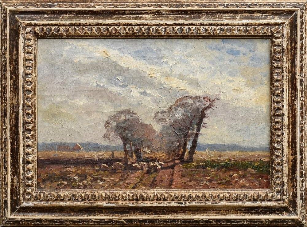Max Kuchel | Wide landscape with flock of sheep | MutualArt