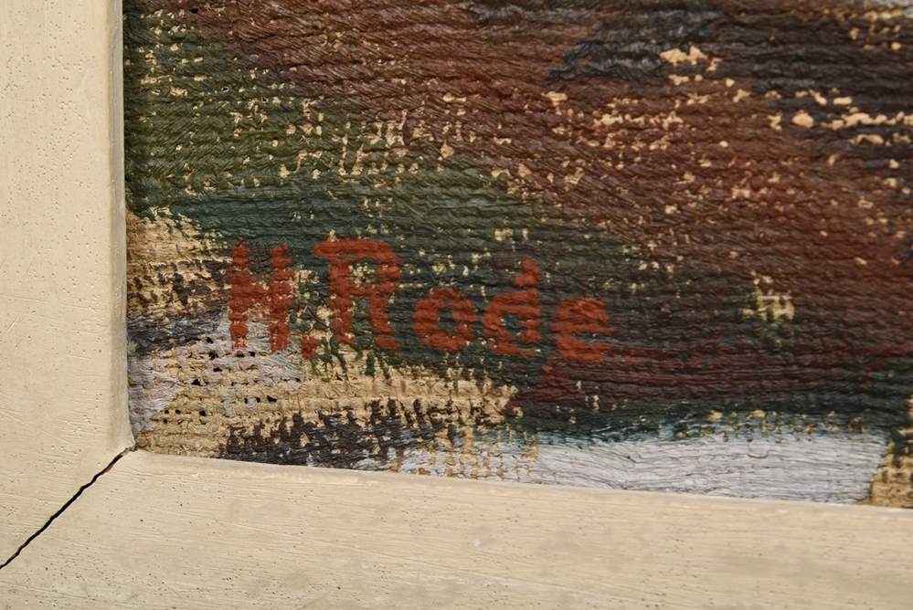 Heinrich Rode | Hamburg canal with bridge and barges | MutualArt