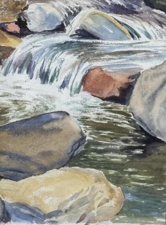 Kenneth Harris | KENNETH HARRIS WATERCOLOR RIVER LANDSCAPE | MutualArt