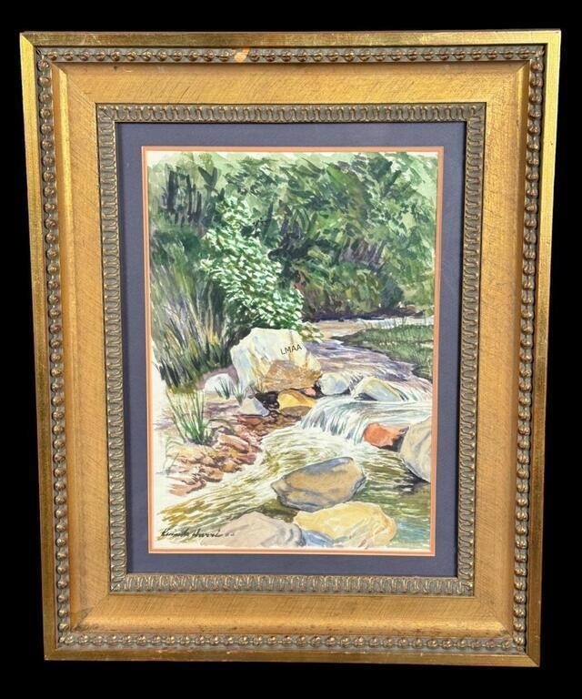 Kenneth Harris | KENNETH HARRIS WATERCOLOR RIVER LANDSCAPE | MutualArt