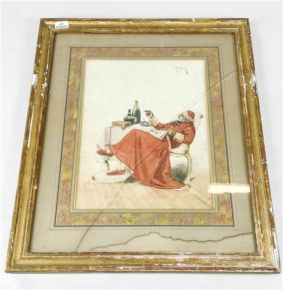 Eduard Heller | Cuadro motivo personaje tomando y fumando firmado E.HELLER | MutualArt