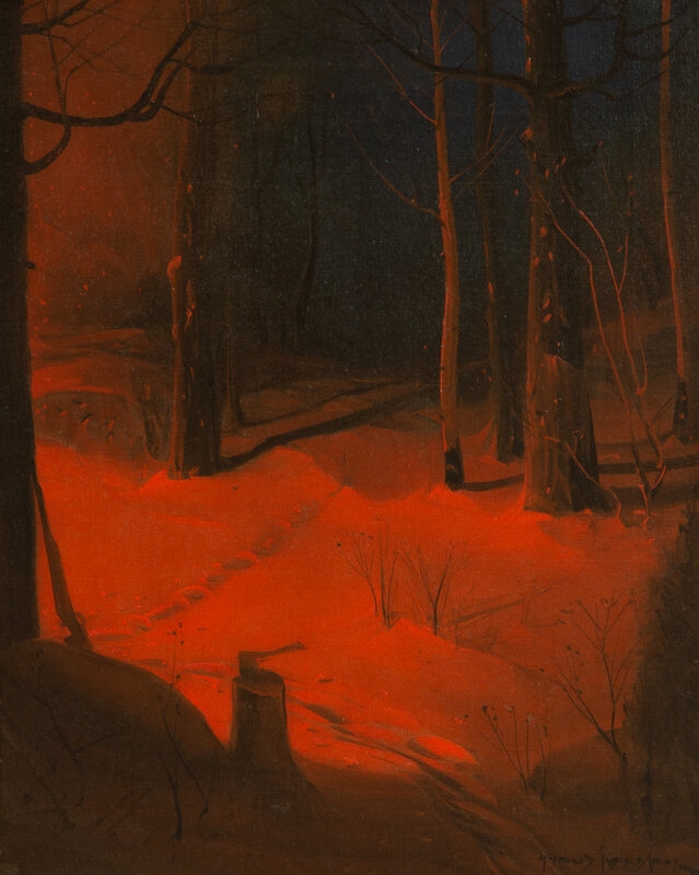 Svend Rasmussen Svendsen | Painting of a Snowy Path at Sunset. | MutualArt