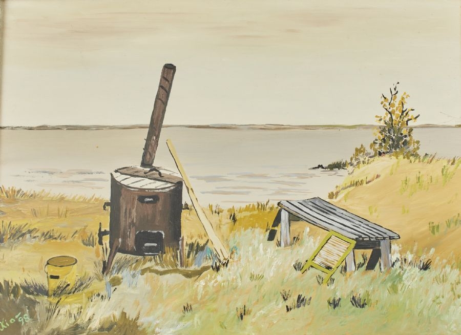 Kia Kinell | rökstuga vid strandkanten. Signerad och daterad - 98 ...