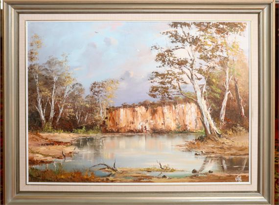 Victor Haj | Untitled (depiction of Australian Bush with lagoon and ...