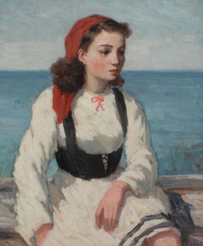 Helge Helme | A girl playing card | MutualArt