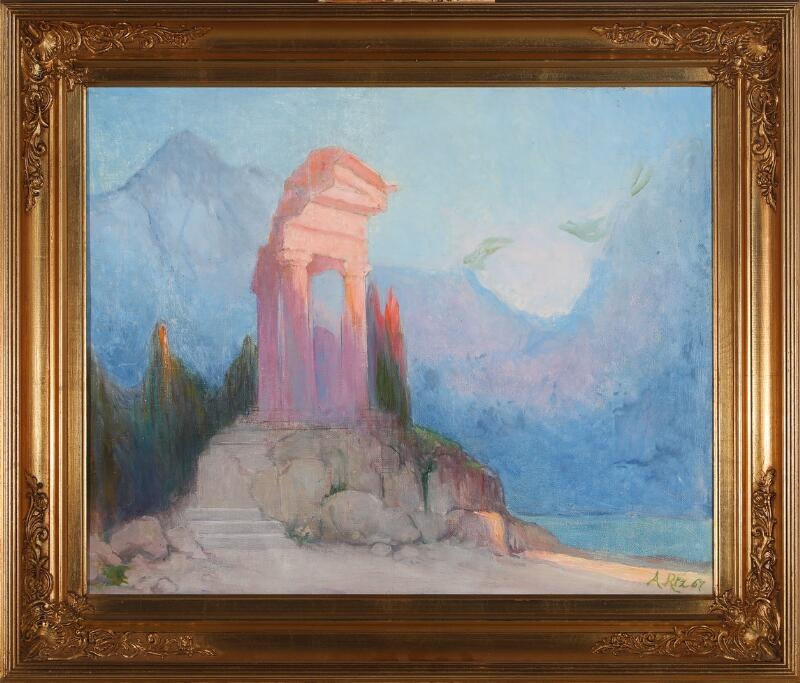 Arild Rosenkrantz | View from Italy with temple ruins (1961) | MutualArt