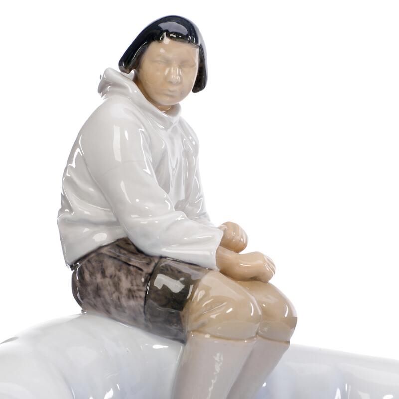 Axel Locher | Porcelain bowl in the shape of inuit seated by lake ...