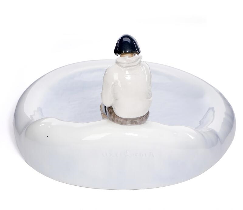 Axel Locher | Porcelain bowl in the shape of inuit seated by lake ...