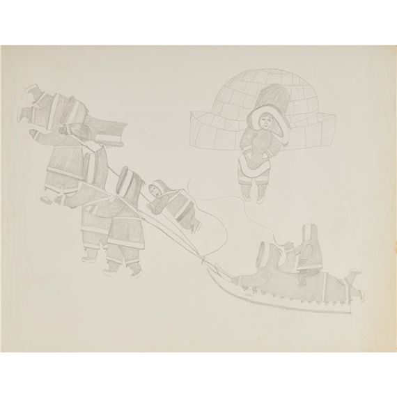 Mary Pitseolak | UNTITLED (FAMILY AND QAMUTIIK | MutualArt