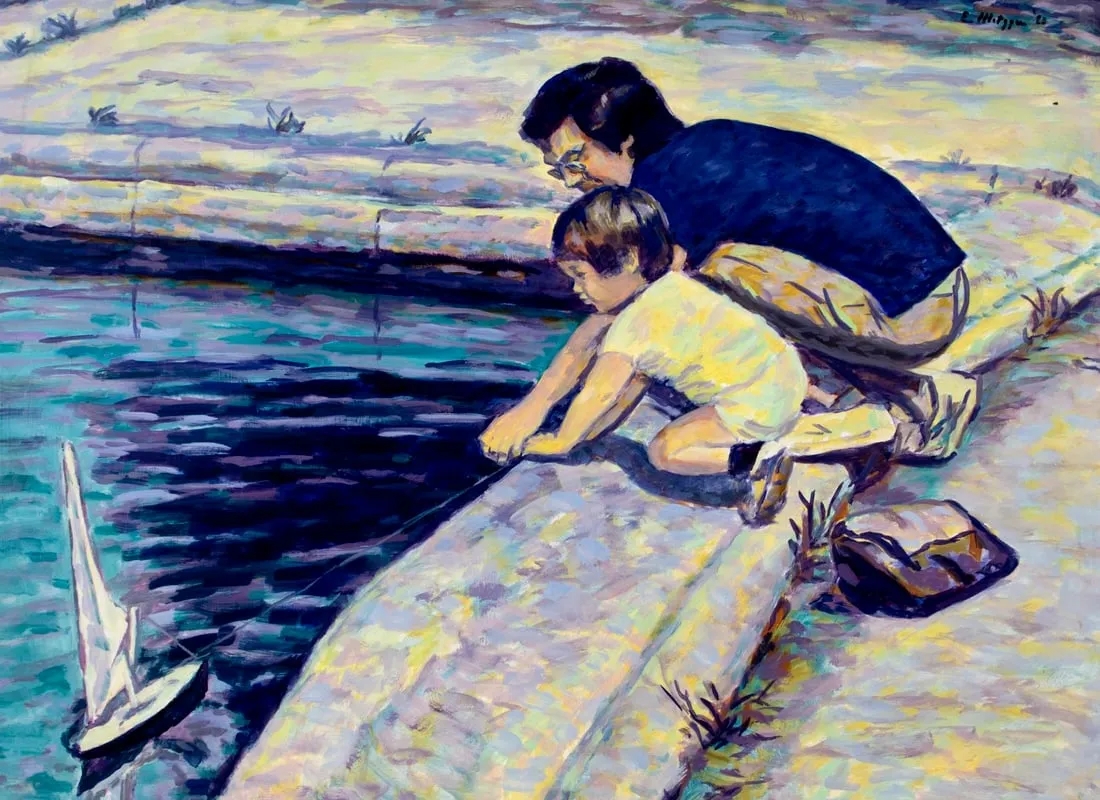 Evelyn Borchard Metzger | Father and Son with Toy Boat (1983) | MutualArt