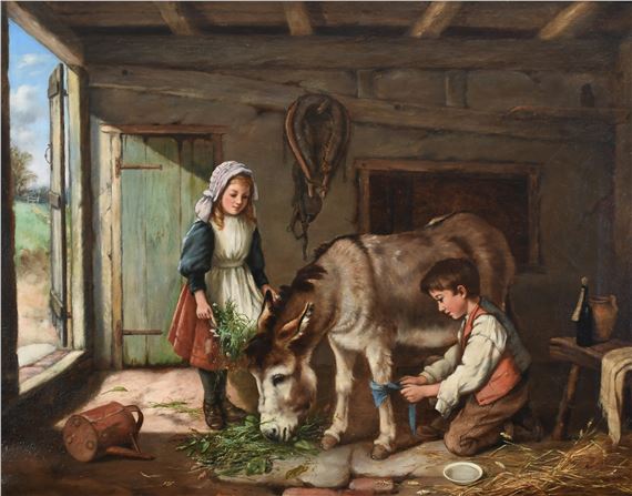 Reuben Hunt | In the Stable (1894) | MutualArt