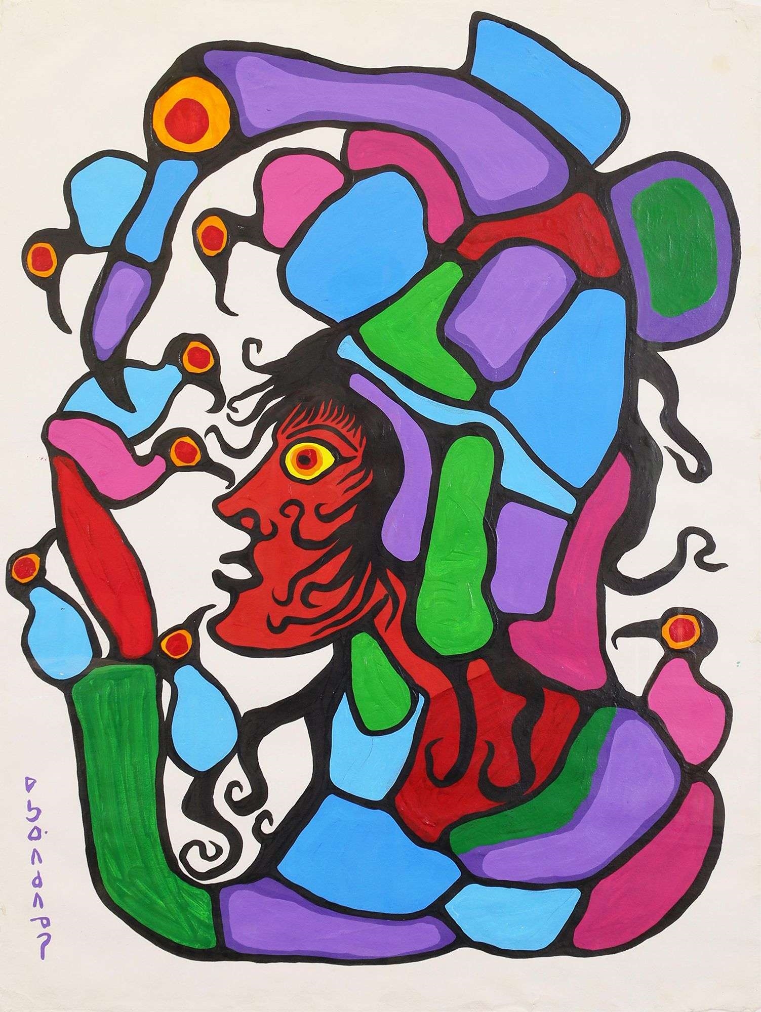 Norval Morrisseau | SHAMAN TRANSFORMS INTO THUNDERBIRDS | MutualArt