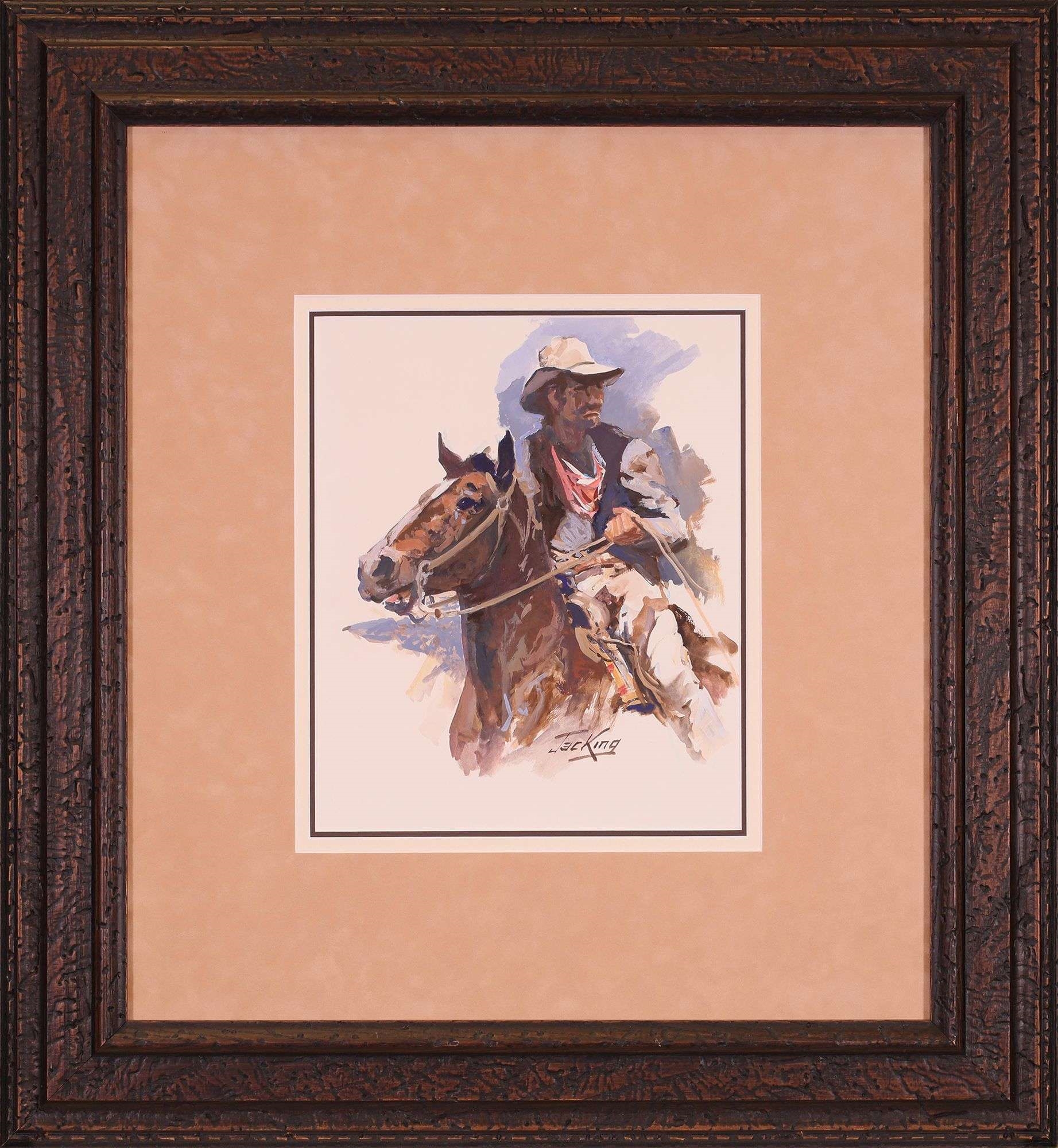 Jack Elmo King | PORTRAIT OF A COWBOY ON HIS HORSE (2024) | MutualArt