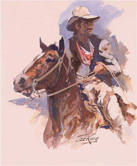 Jack Elmo King | PORTRAIT OF A COWBOY ON HIS HORSE (2024) | MutualArt