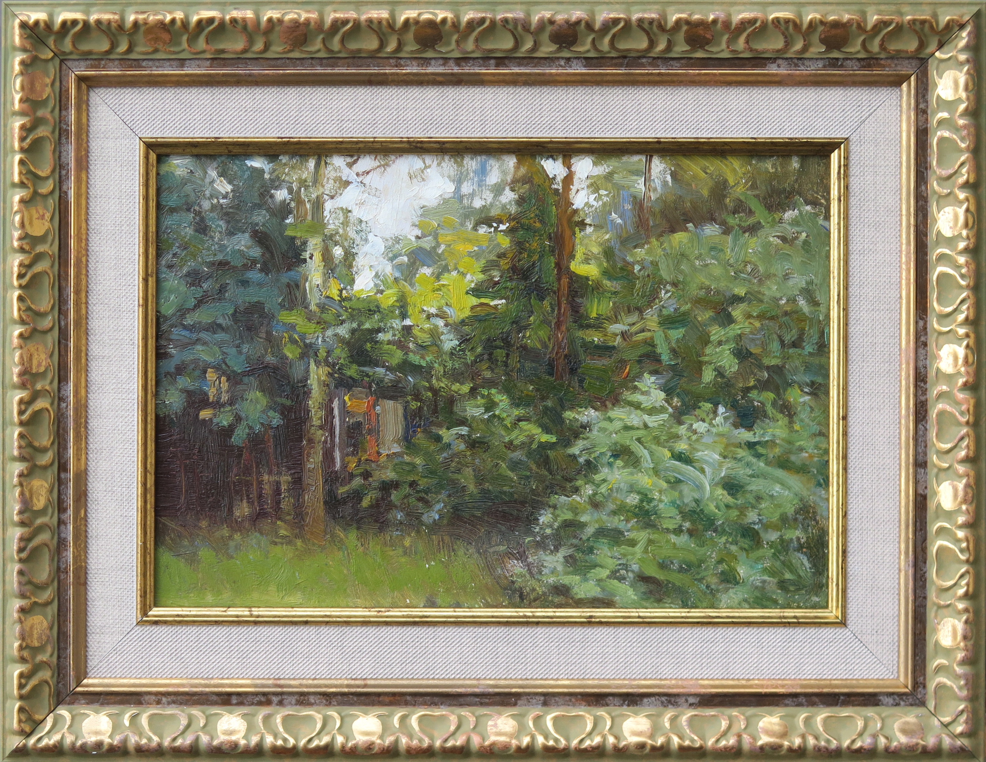 Indriķis Zeberiņš | Dārza stūris vakara gaismā | MutualArt