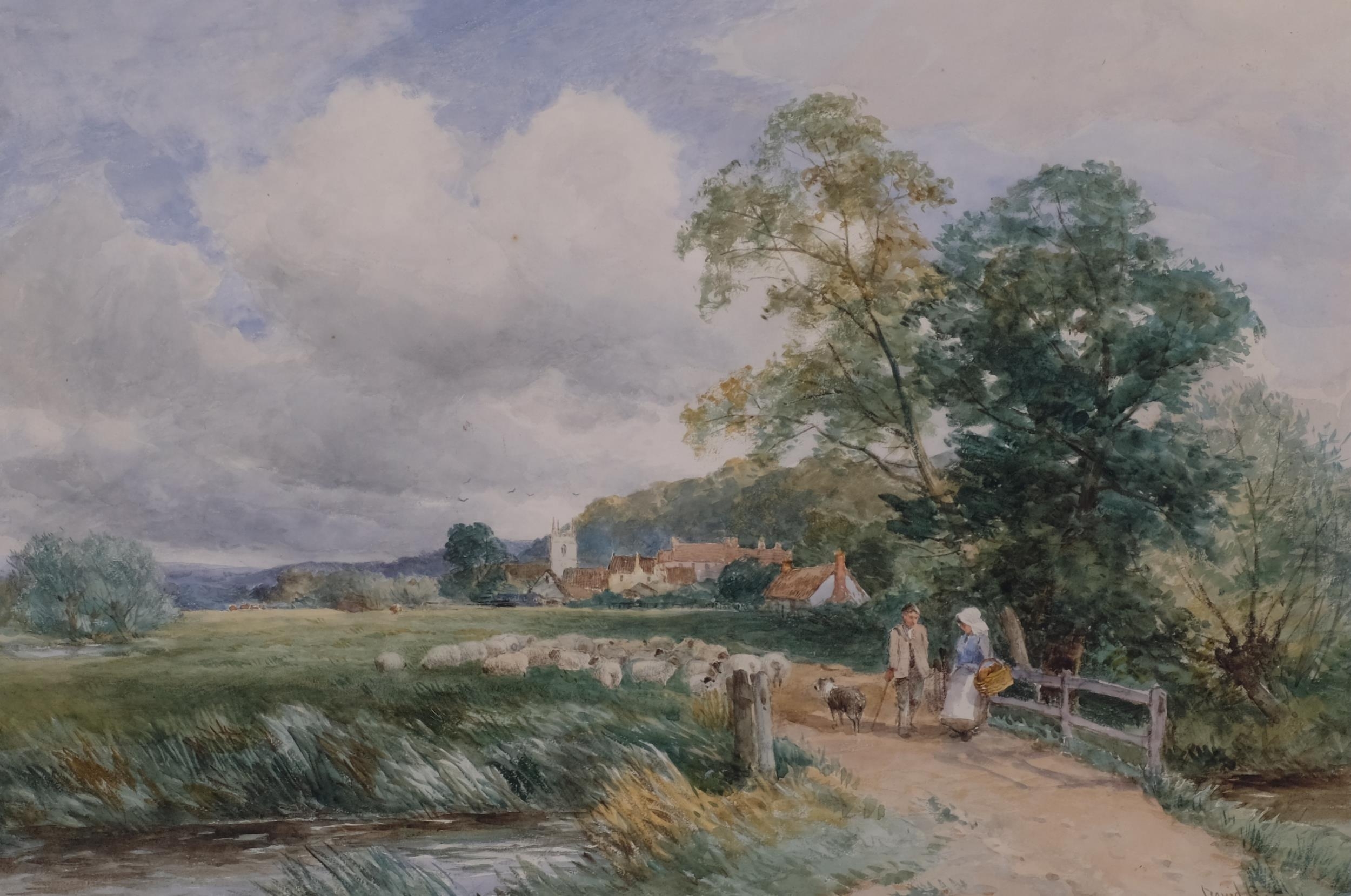 David Bates | sheep and figures in landscape | MutualArt