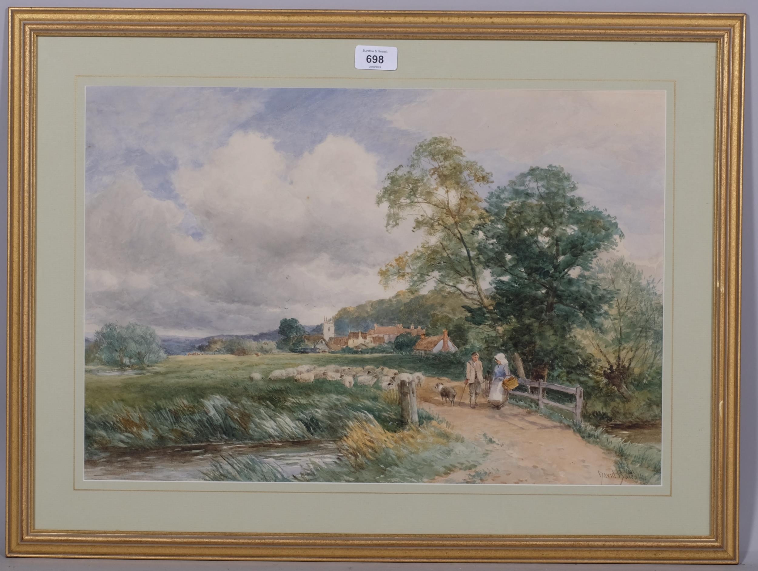 David Bates | sheep and figures in landscape | MutualArt