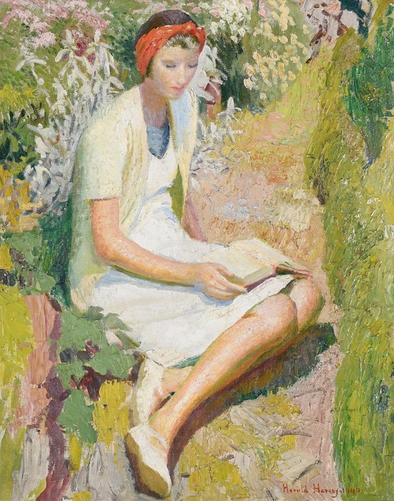 Harold Harvey | READING IN THE GARDEN (1940) | MutualArt