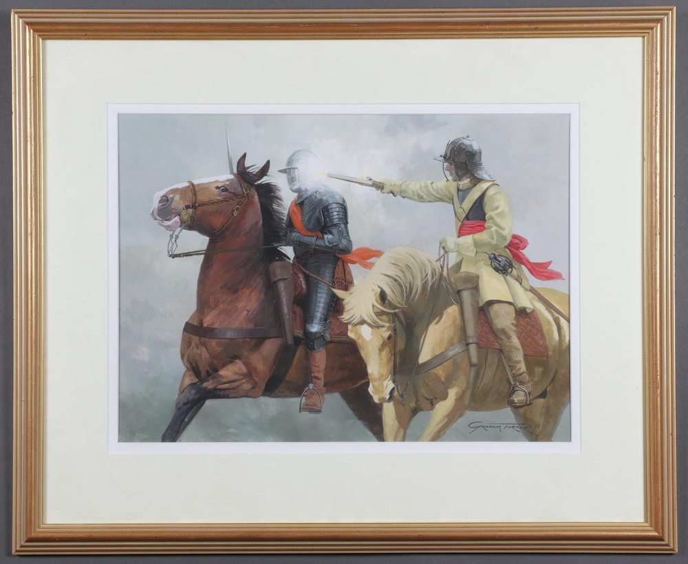 Graham Turner | 01, watercolour signed and dated, soldiers on horseback ...