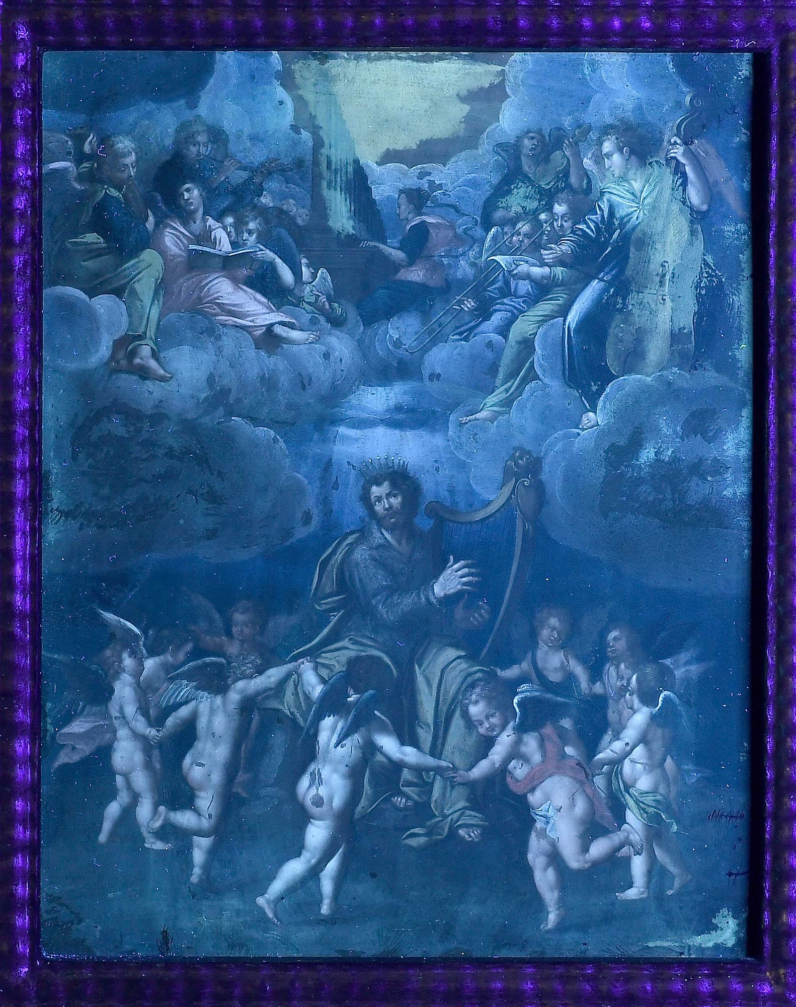 Pieter de Witte | King David Playing the Harp with Putti Dancing and St ...