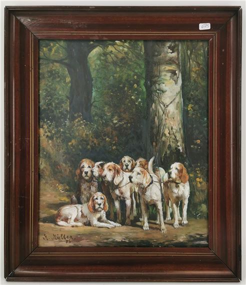 M. Müller | Hundemeute vor der Jagd (1985) | MutualArt
